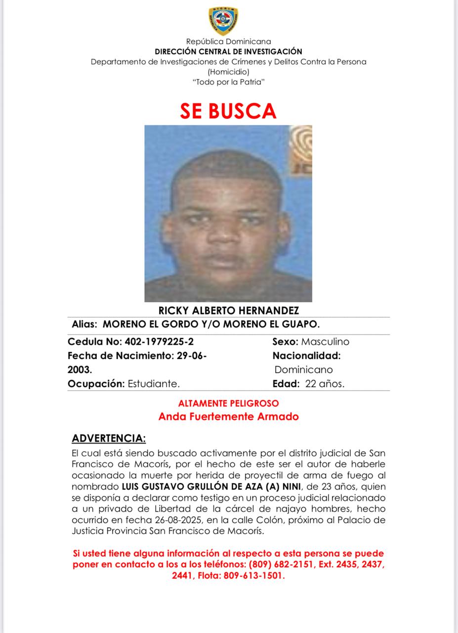Policía busca a Moreno el Guapo por homicidio en SFM Policía busca a ...